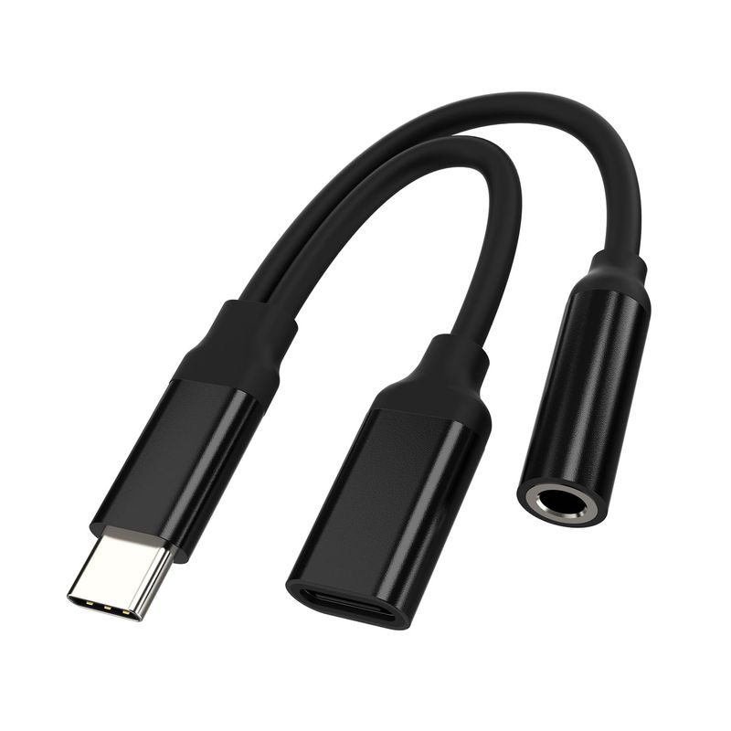 USB C 3.5mm Earphone Jack Simultaneous Rapid Charge Converter Adapter ...