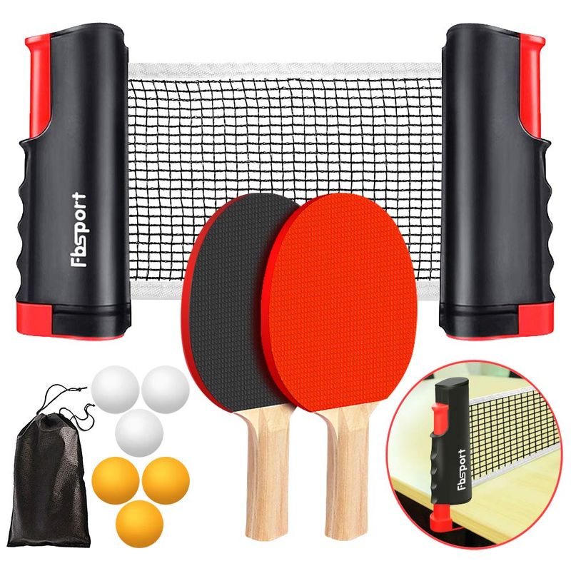 FBSPORT Ping Pong Paddle Set, Portable Table Tennis Set with ...