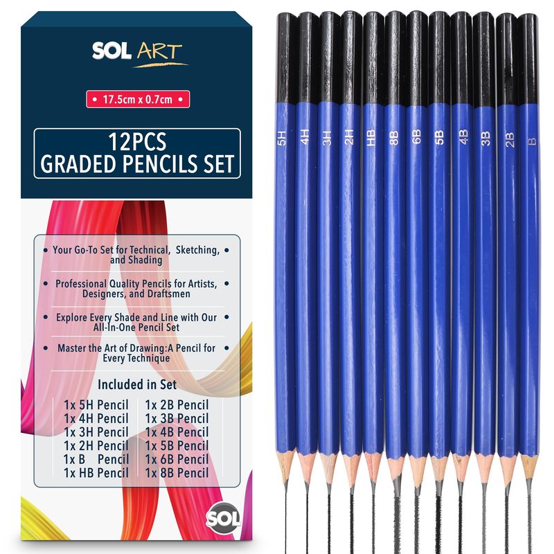 SOL 12pcs Graded Pencils Set - Graphite Pencils for Sketching & Drawing ...