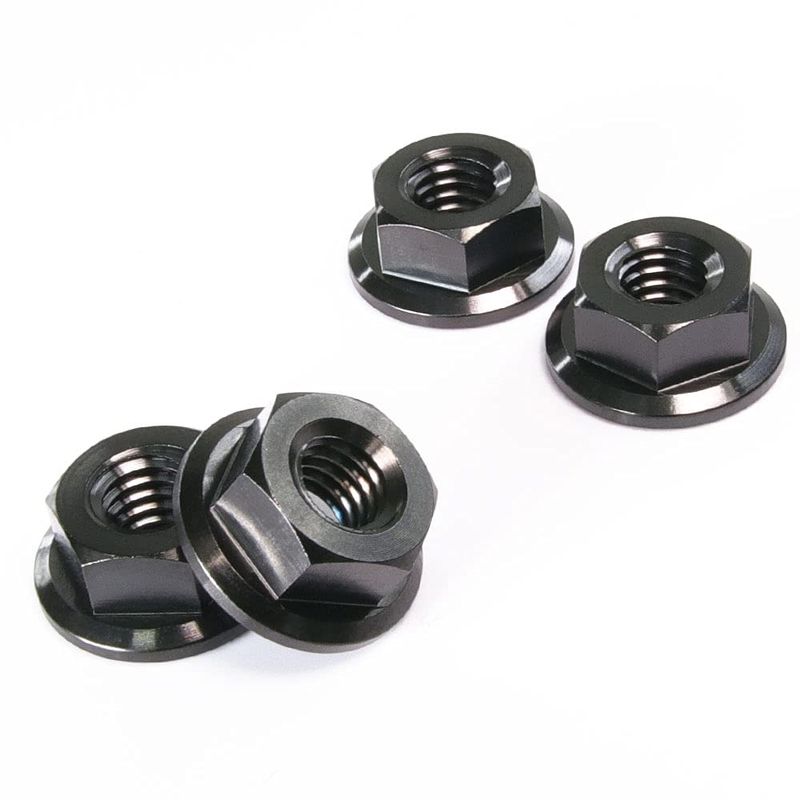 M6 P1.00 Titanium Nuts Flange Nuts Set of 4 Hex Nuts Black 0.2 inch (6 ...