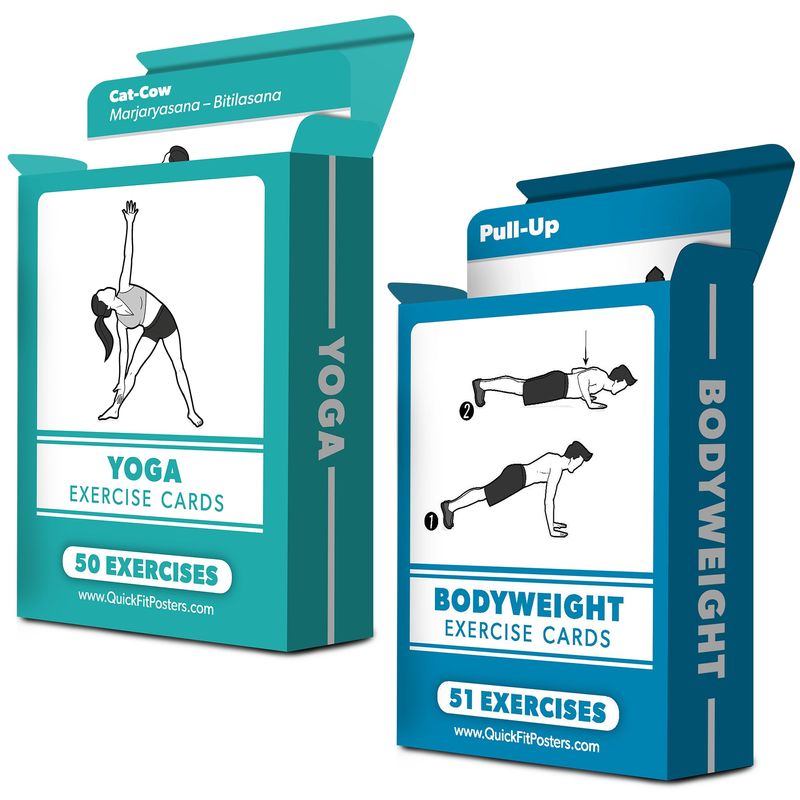 2 Pack - Bodyweight & Yoga Pose Exercise Cards - Fitness Workout ...