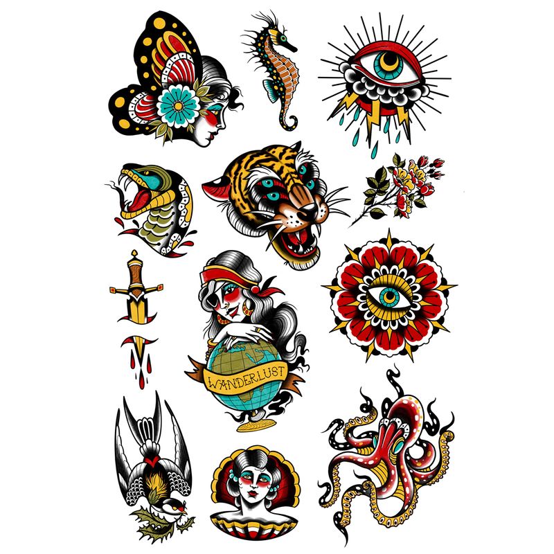 Tatsy Vintage Set |Temporary Tattoo Cover Up Sticker for Men and Women ...