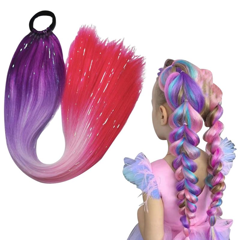 Coloured Hair Extensions 26" - Heat-Resistant Synthetic Rainbow ...