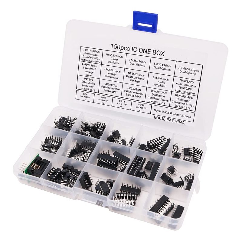 Tiardey 150-teiliges XL-IC-Chip-Sortiment,Operationsverst?rker,Oszillator,PWM,PC817,NE555,LM358 ...