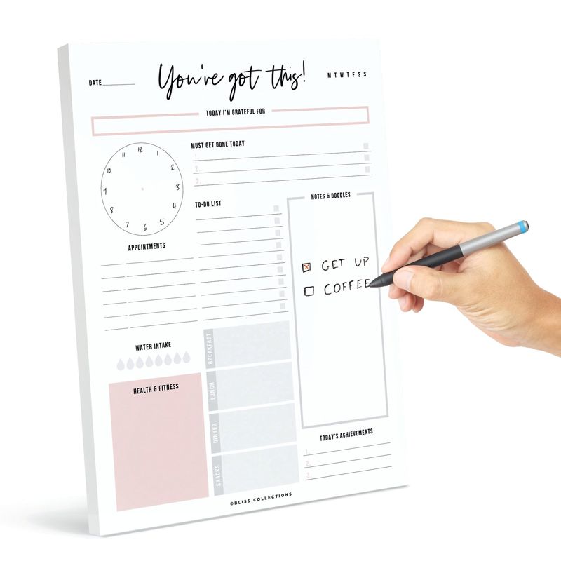 Bliss Collections Daily Planning Pad, To Do List Notebook - Undated ...