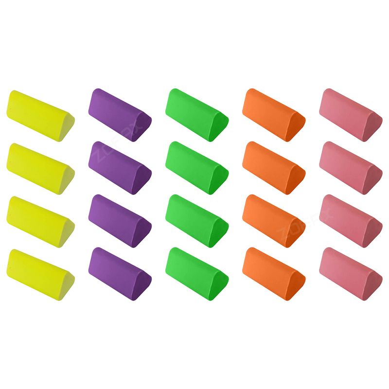 Coloured Pencil Erasers, Pack - 20 Pcs, Tri-Pond Triangular Erasers ...