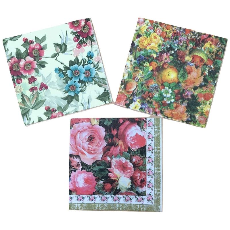 Paper Napkins, 3 Types, 5 of Each Napkins, Decoupage, Flowers, Bordered ...