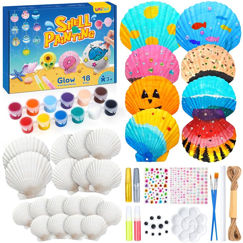UPDOKIT Sea Shell Painting Kit Kids, Paint Arts and Crafts for Kids, 18 ...