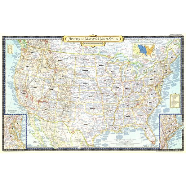 National Geographic: Historical Wall Map of the United States - 41 x 26 ...