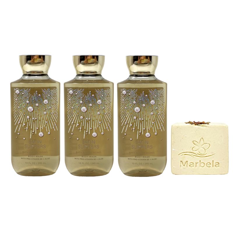 Bath & Body Works Satin Slippers 3 Piece Body Wash Value Pack with a ...