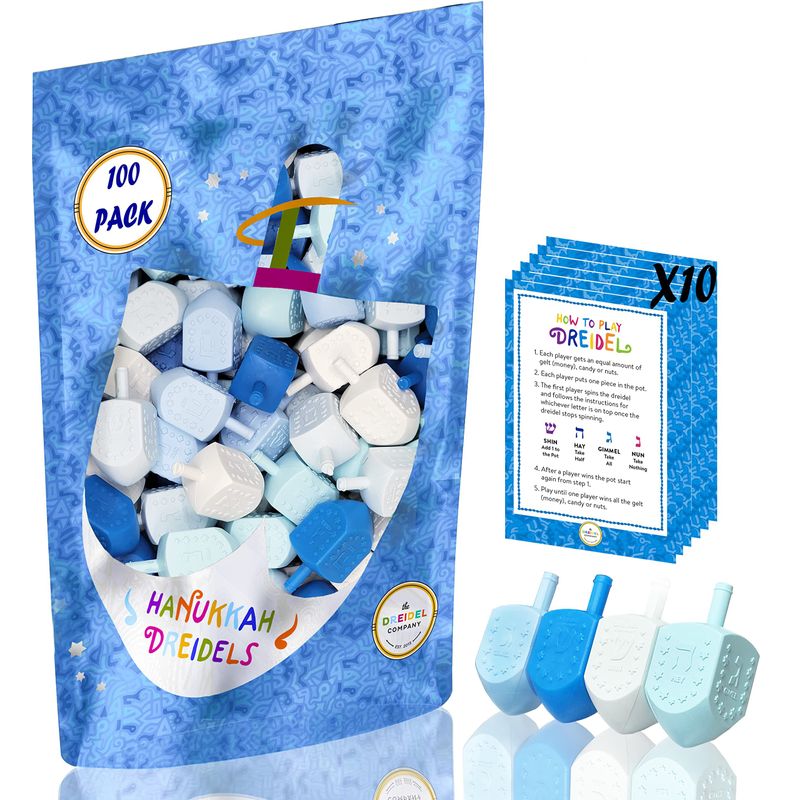 The Dreidel Company Hanukkah Blue and White Plastic Pastel Colored ...