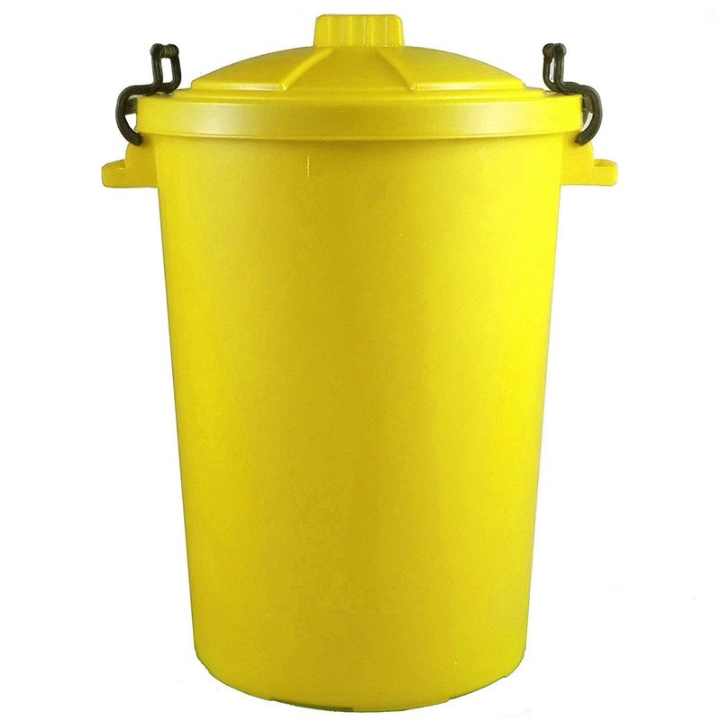 Srendi® YELLOW 85 Litre 85L Extra Large Colour Plastic Dustbin Garden ...