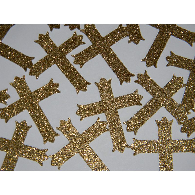 100 Gold glitter Cross Crosses wedding baptism die cuts confetti shower ...