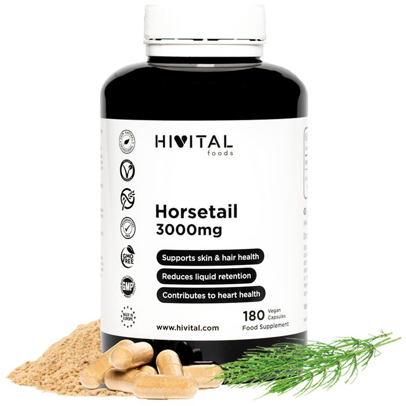 Horsetail 3000 mg. 180 vegan capsules for 6 months. Concentrated ...