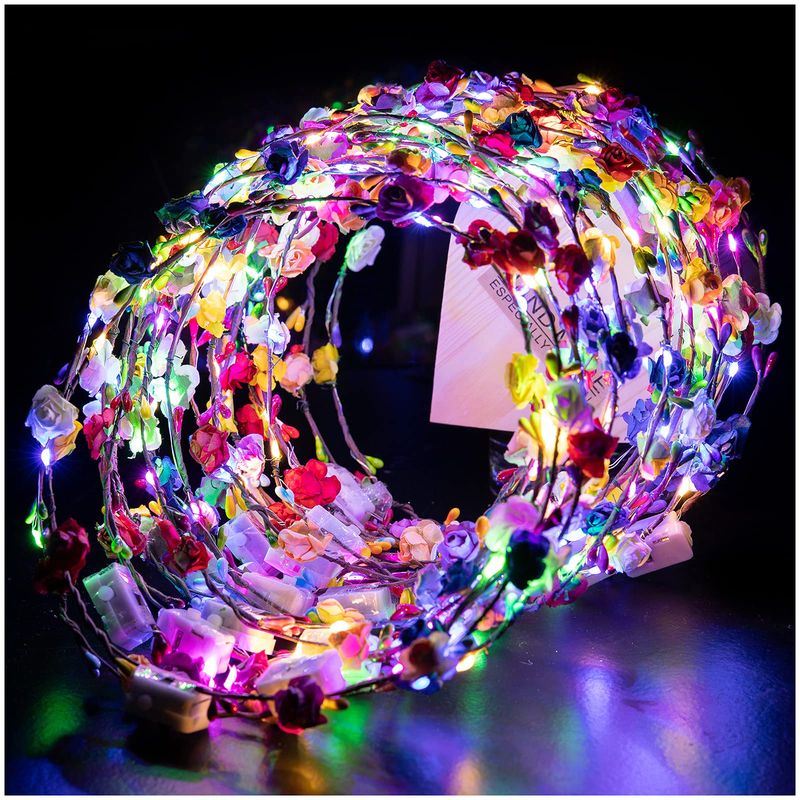 20 Pcs LED Flower Crowns Headbands - Light Up Headband for Women ...