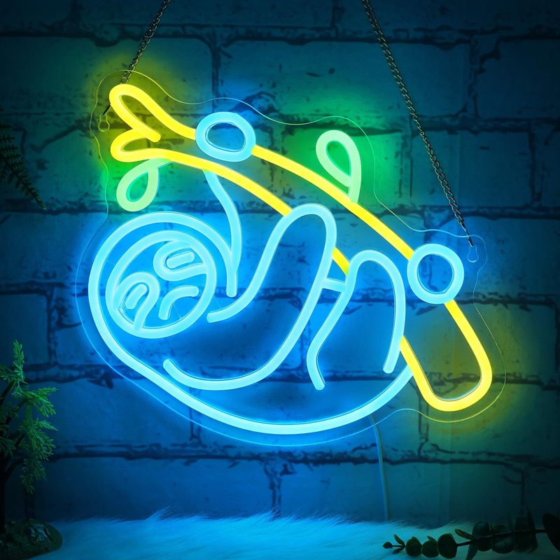 CoolGift Mart Sloth Neon Sign, Sloth Lamp Wall Decor, Dimmable Birthday ...
