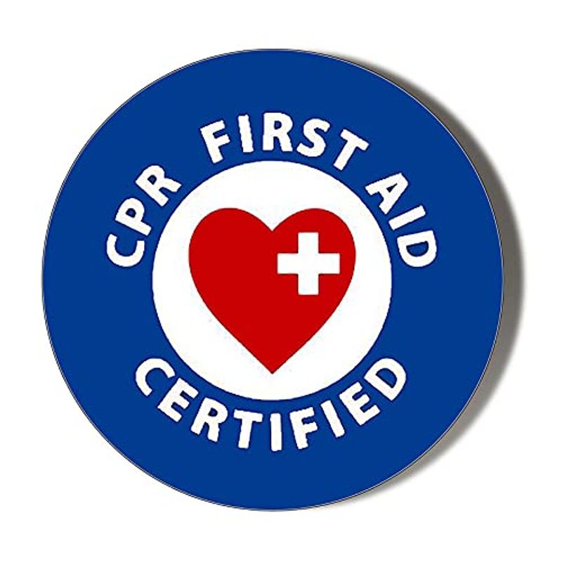 CPR and First AID Certified Blue RED Heart 6 x 70mm Large Vinyl ...