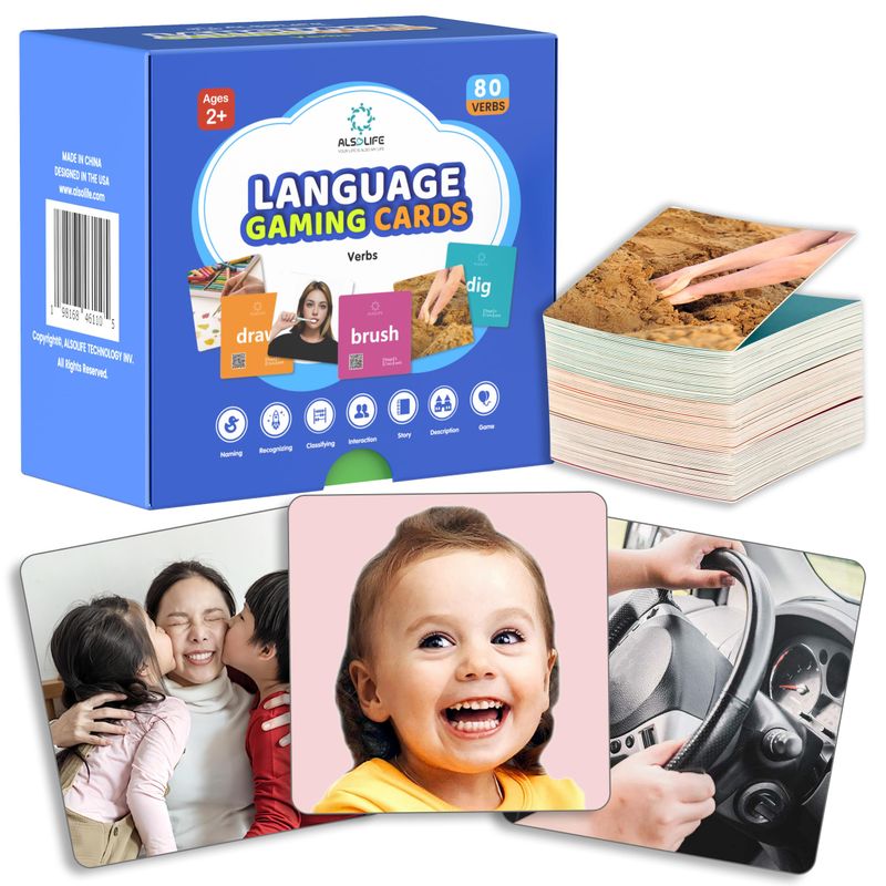 ALSOLIFE 80 Verbs Picture Flashcards for Speech Development & Speech ...
