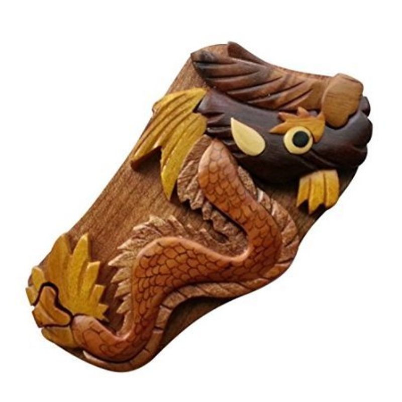 South Asia Trading Handmade Wooden Wood Intarsia Puzzle Dragon Puzzle ...