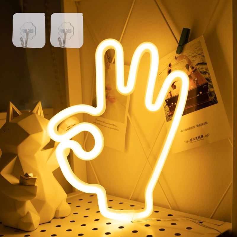 ENUOLI Neon Signs, OK Gesture LED Neon Light Signs Hand Shape Finger ...