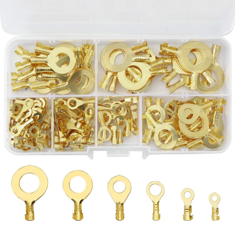 150 Piece Ring Terminal Set, JatilEr Ring Cable Lug Set, Brass Ring ...