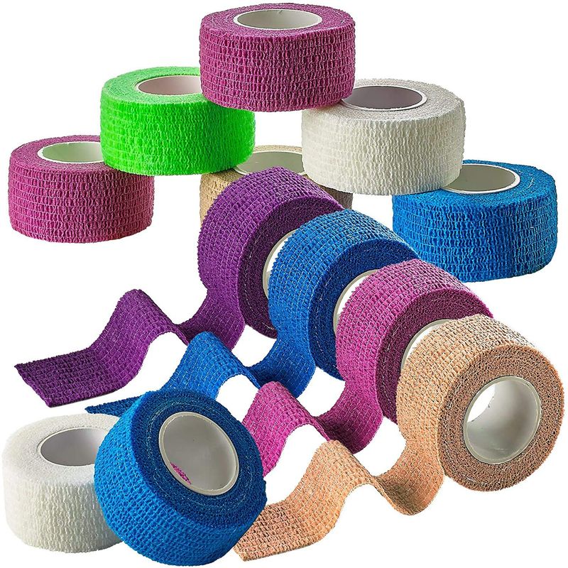 Self Adherent Cohesive Wrap Bandages - (Pack of 12 Rolls) 1 Inch X 5 ...