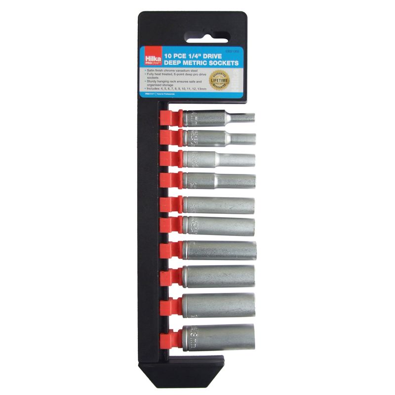 Hilka 03021002 10pce 1/4-inch Pro Craft Deep Metric Socket Set - Online ...