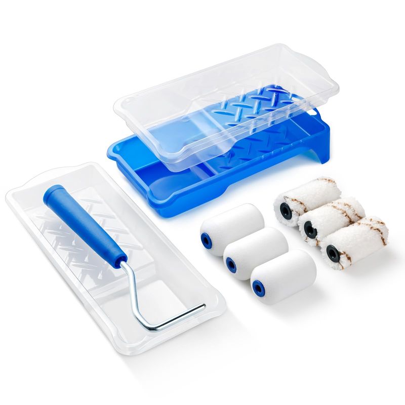 Mister Rui 2" Paint Roller Set, 2" Microfiber Fabric Cover*3, 2" Foam Cover*3, 2" Roller Frame*1 ...