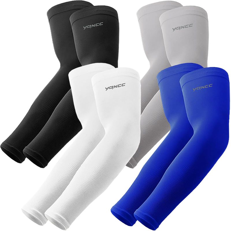 YQXCC 4 Pairs Arm Sleeves, Cooling UV Sun Protection Sports Compression ...