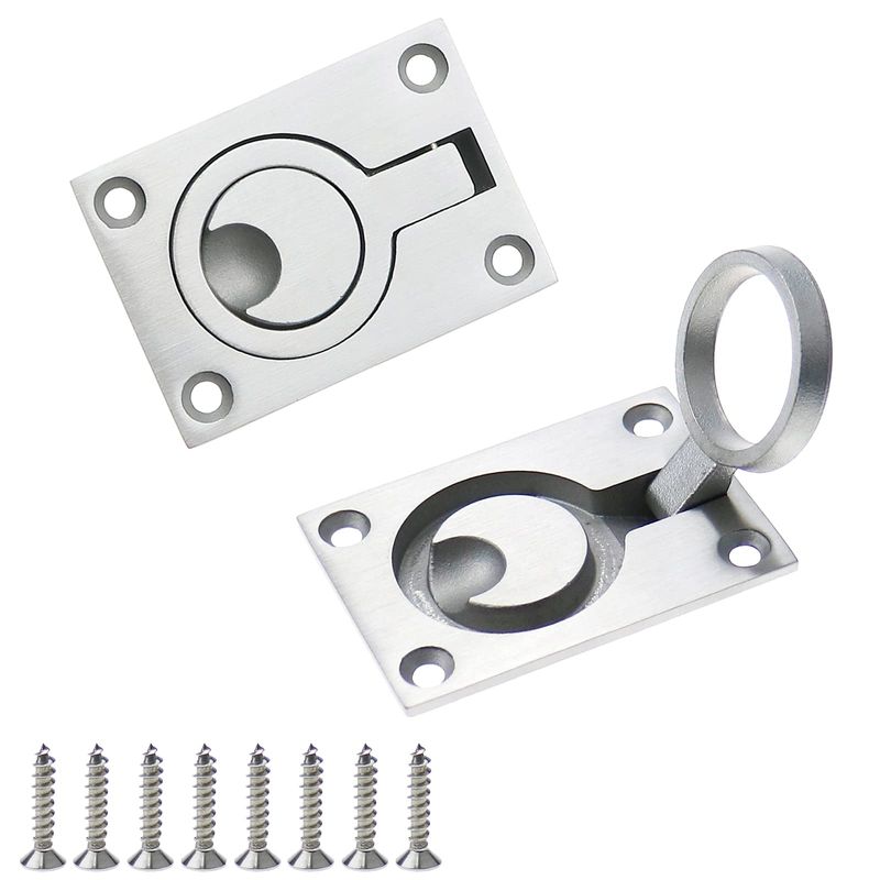 Luckycivia 2 Pack Stainless Steel Square Flush Pull Ring Handles 304 ...