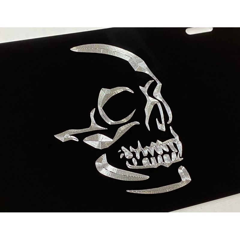 Skull New Logo Car Tag Diamond Etched on Black Aluminum Decorative ...