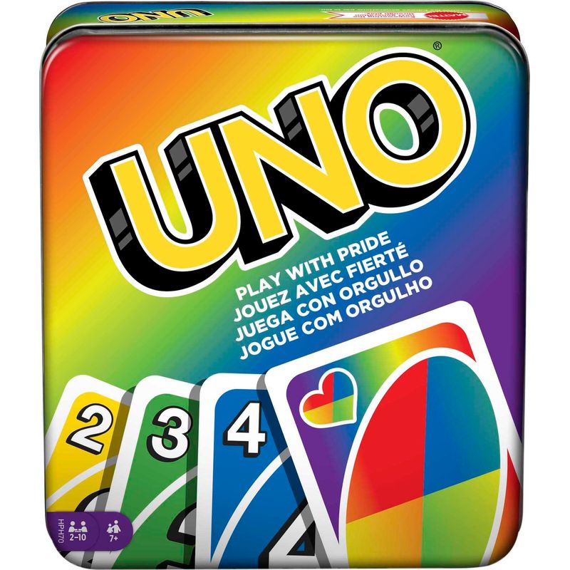 Mattel Games UNO Play with Pride Card Game in Collectible Tin Box ...