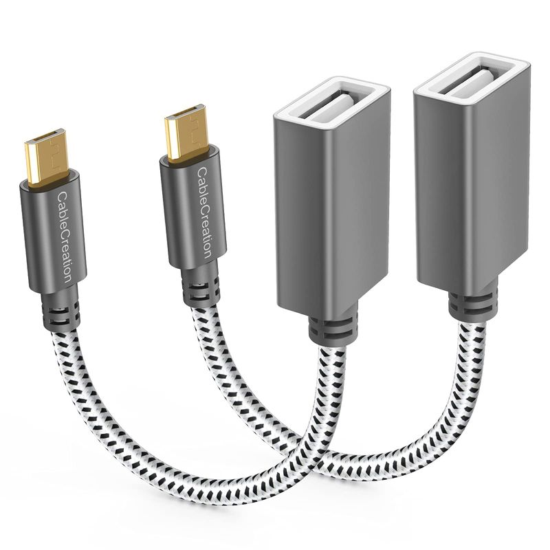 CableCreation [2-Pack] Micro USB Male to USB Female Braided OTG Adapter ...