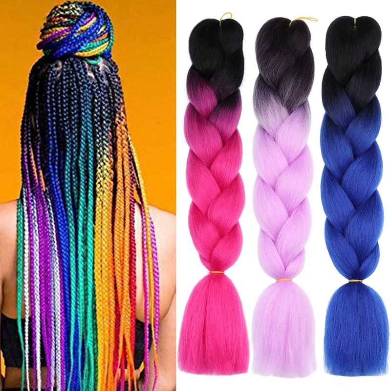 Rainbow Braiding Hair Pre Stretched Top Silky Braid Hair Extensions ...