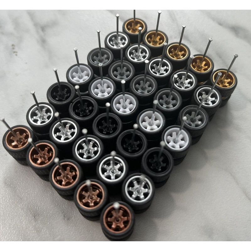 Hot Wheels -Diecast Wheels & Rubber Tires (10 Car Sets) 1/64 Real ...