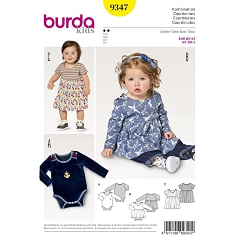 Burda Baby Easy Sewing Pattern 9347 Dress & Bodysuit - Online Marketplace - EveryMarket