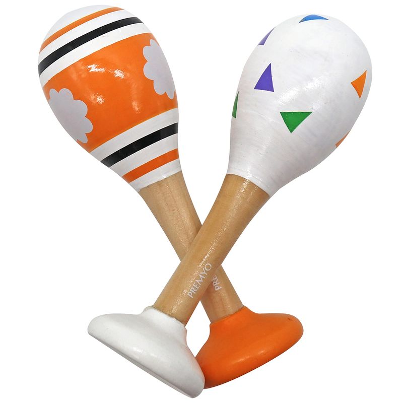 PREMYO Baby Rattle Maracas - Wooden Musical Instruments for Toddlers ...