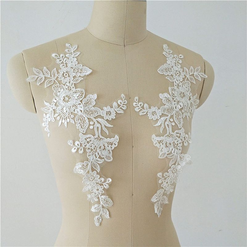 Bene Omnia Corded Embroidery Floral Lace Applique Off White Lace Patch ...