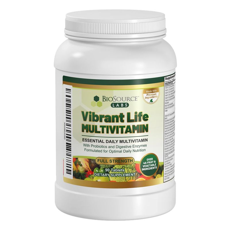 BioSource Labs Vibrant Life Multivitamin with Probiotics, Digestive ...