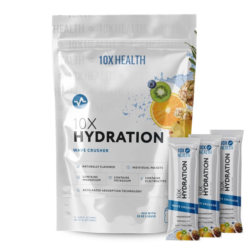10X Health Hydration Packets Wave Crusher Electrolyte Drink Mix Liquid ...