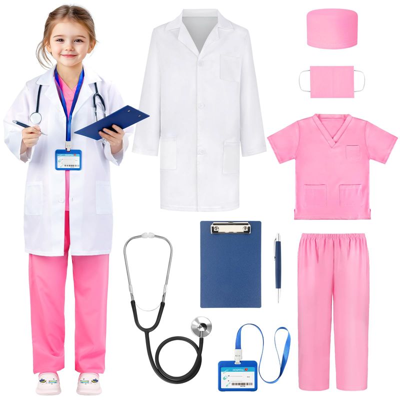 Joycover Doctor Costume for Kids, Kids Scrubs Halloween Costumes For Girls Boys Doctor Dress up ...