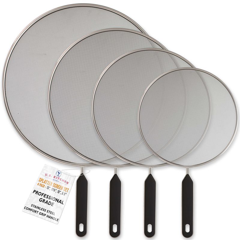 U.S. Kitchen Supply Set of 4 Classic Splatter Screens, 13", 11.5", 10 ...