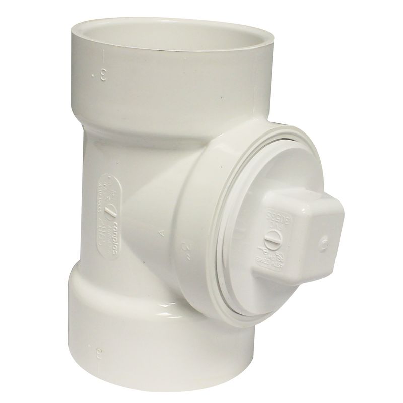Canplas 192116AS PVC DWV CO Tee with Plug, 3-Inch, White - Online ...