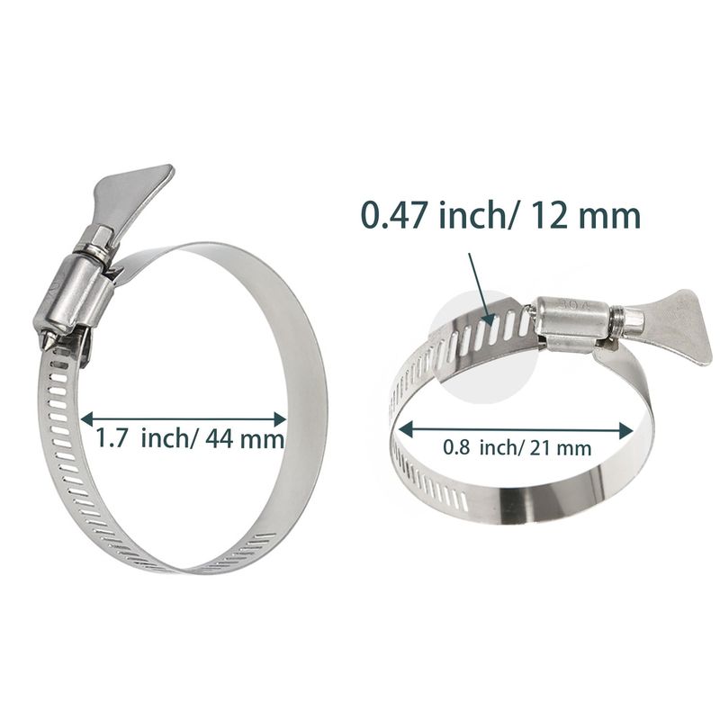 AUXBC 1.5 inch 304 Stainless Steel Duct Clamps 0.8"-1.7" Diameter ...