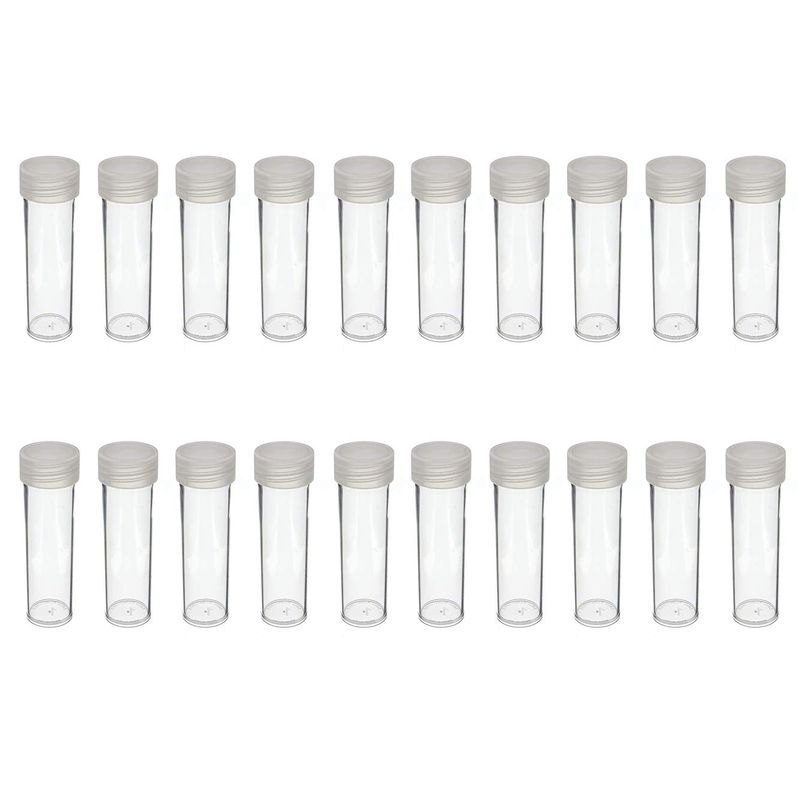 (20) Round Clear Plastic (Penny Cent) Size Coin Storage Tube Holders ...