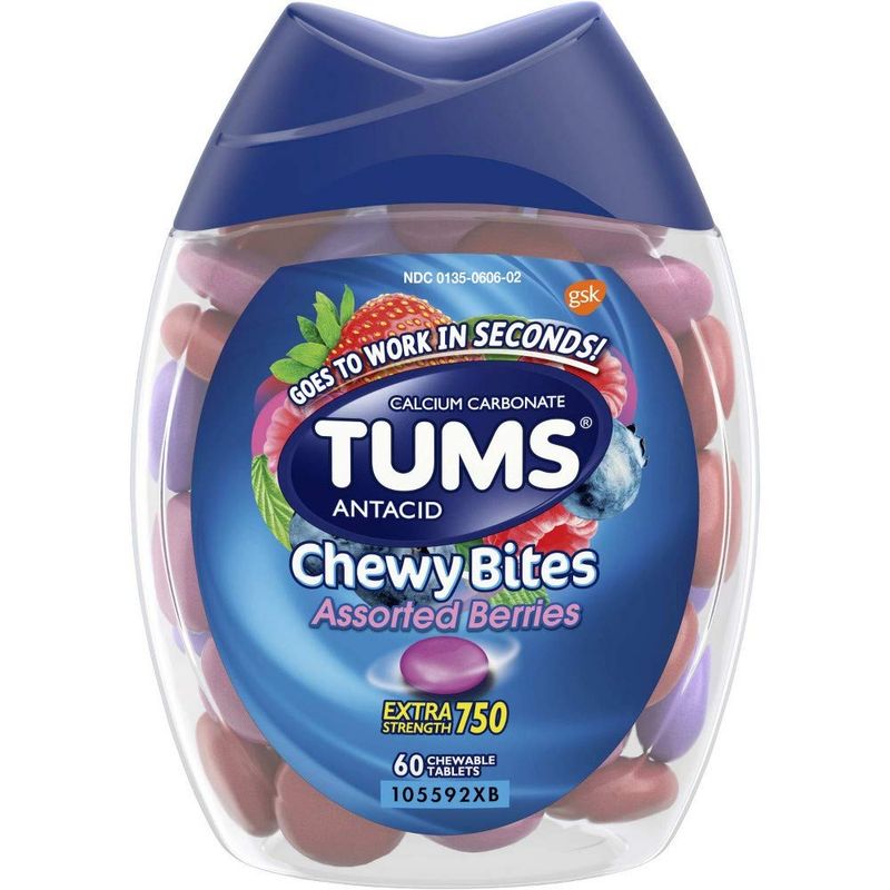 Tums Antacid Chewy Bites, Assorted Berries, 60 Chewable Tablets 60 ...