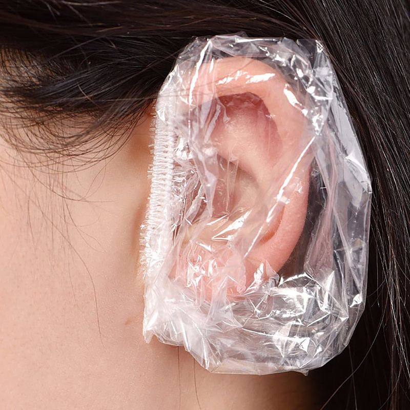 100 Pack Disposable Ear Protectors Clear Ear Covers for Shower ...