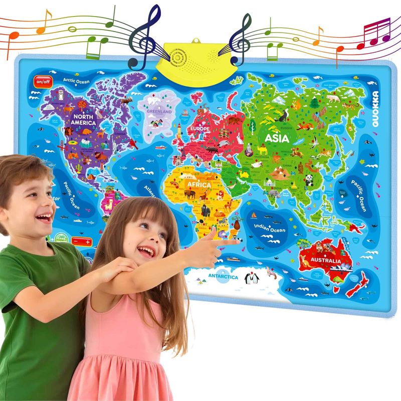 QUOKKA Educational Toys for Kids 5-7 Year Old - World Map Learning Wall ...