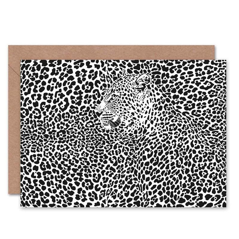 Wee Blue Coo LEOPARD PRINT PATTERN ILLUSION BLANK GREETINGS BIRTHDAY ...