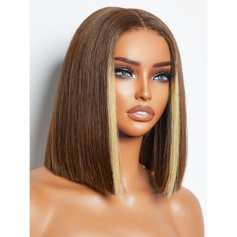 LUVME HAIR 10 Inch Sleek Max Kim K Bob Mix Brown Short Bob Wig Human ...